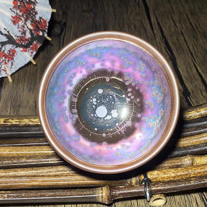 Moon pink and purple gilt kiln turned into handmade tea cup
