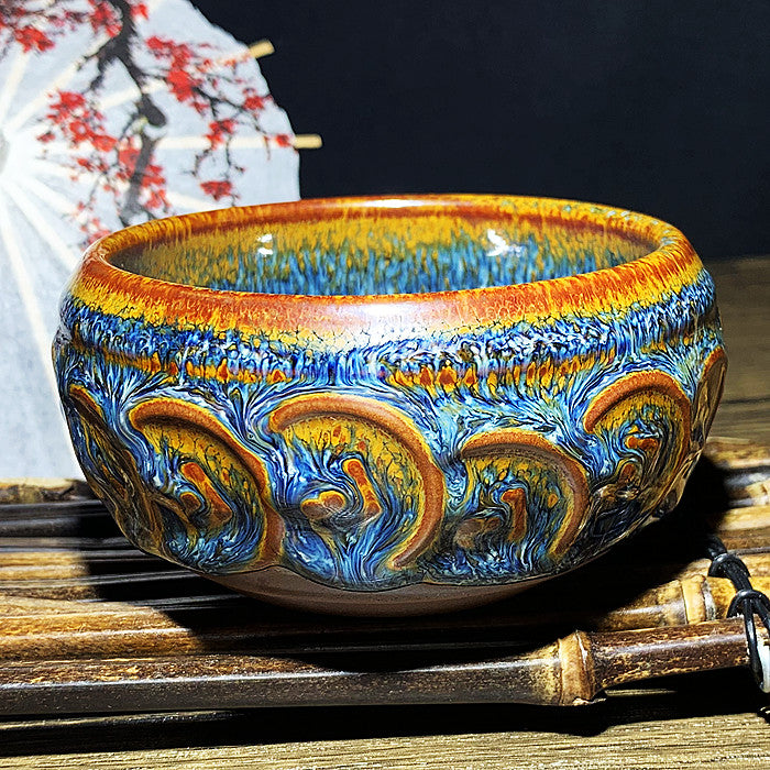Moon pink and purple gilt kiln turned into handmade tea cup